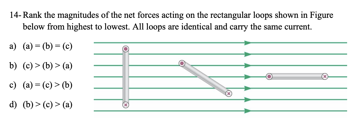 Solved 14- Rank the magnitudes of the net forces acting on | Chegg.com