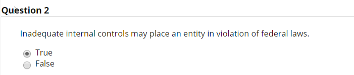 Solved Question 2 Inadequate internal controls may place an | Chegg.com