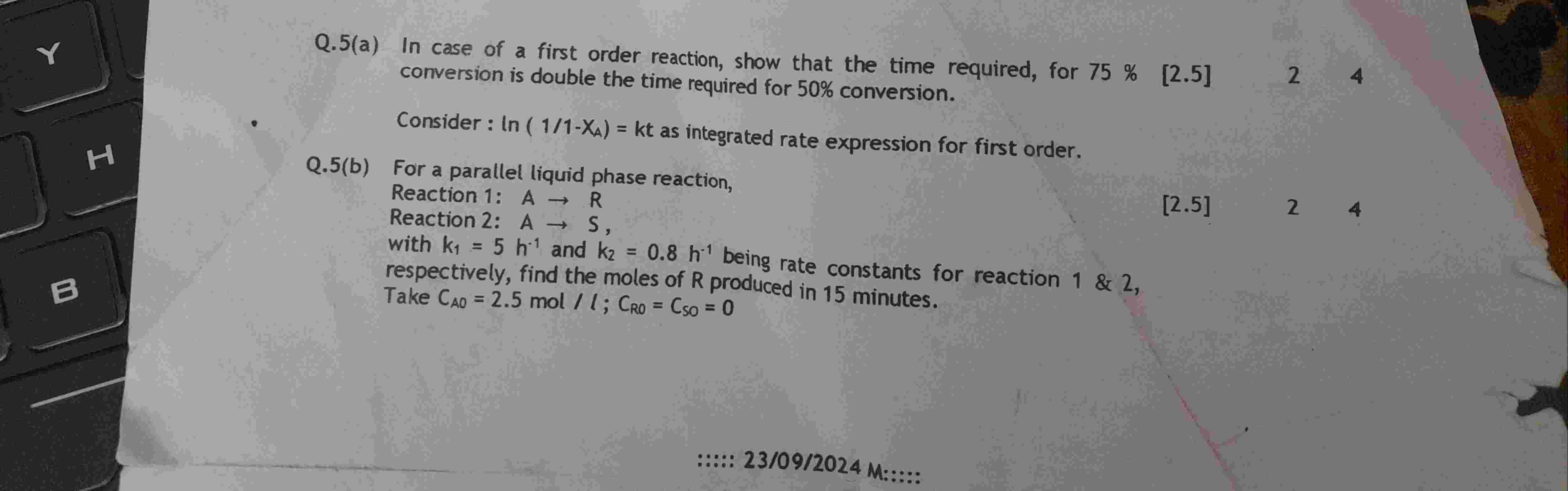 Solved Q.5(a) In ﻿case of ﻿a first order reaction, show that | Chegg.com