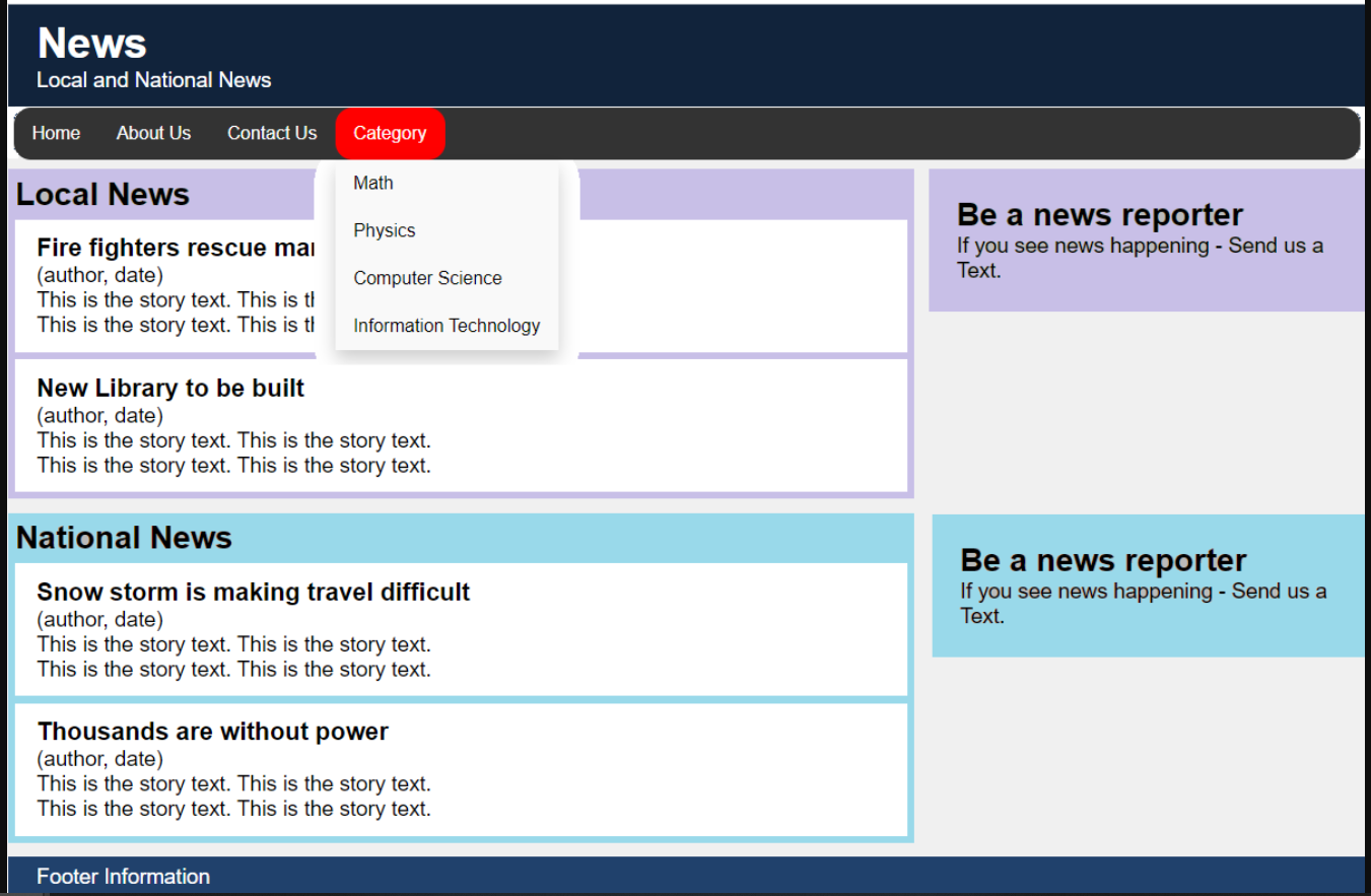 Solved Create two HTML files and two separate external | Chegg.com