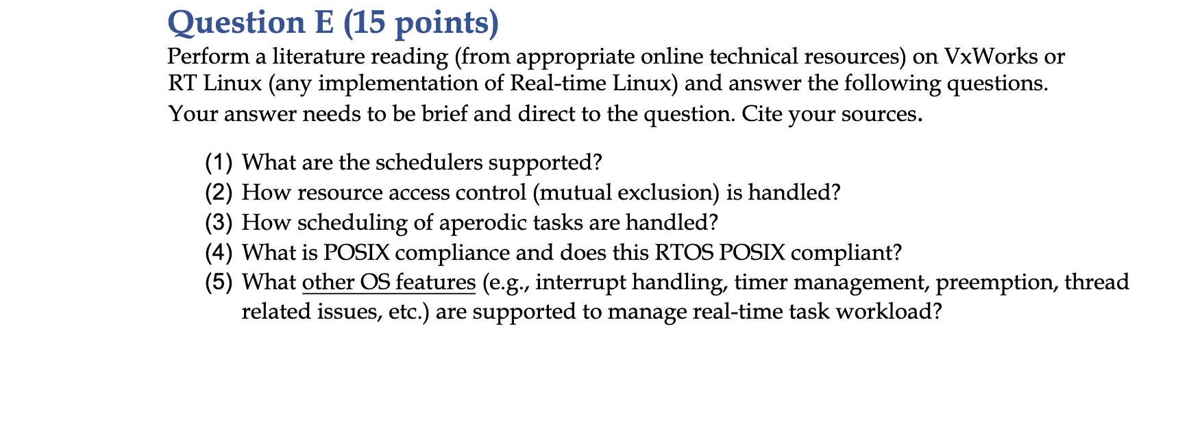 Solved Question E (15 ﻿points)Perform a literature reading | Chegg.com