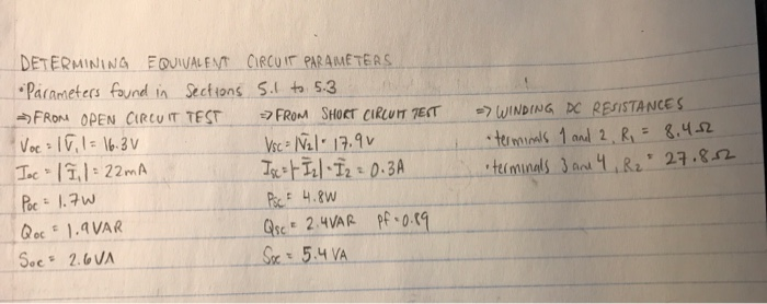 Solved 6. Determination of the Equivalent Circuit Parameter | Chegg.com
