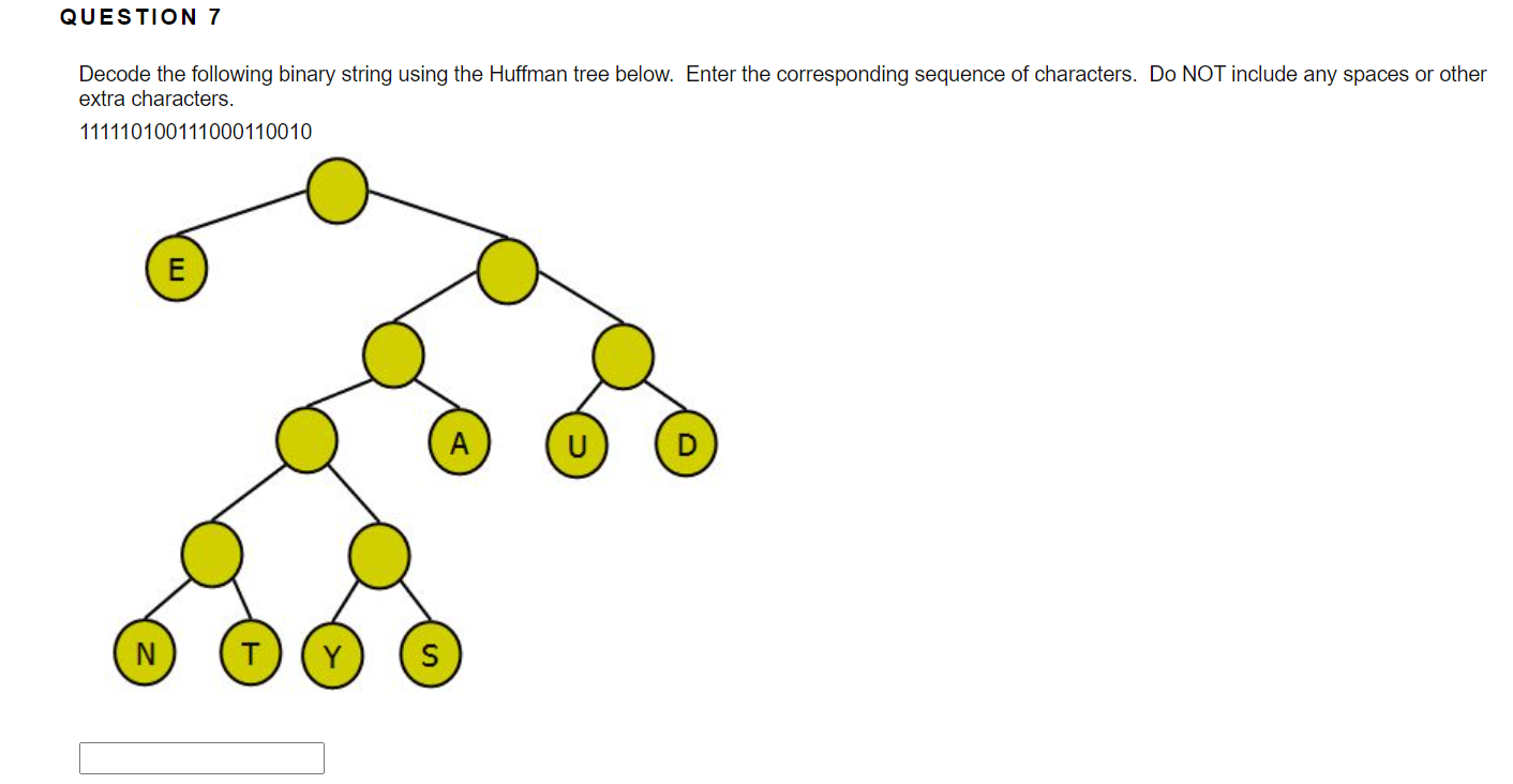 Solved QUESTION 7 Decode the following binary string using | Chegg.com