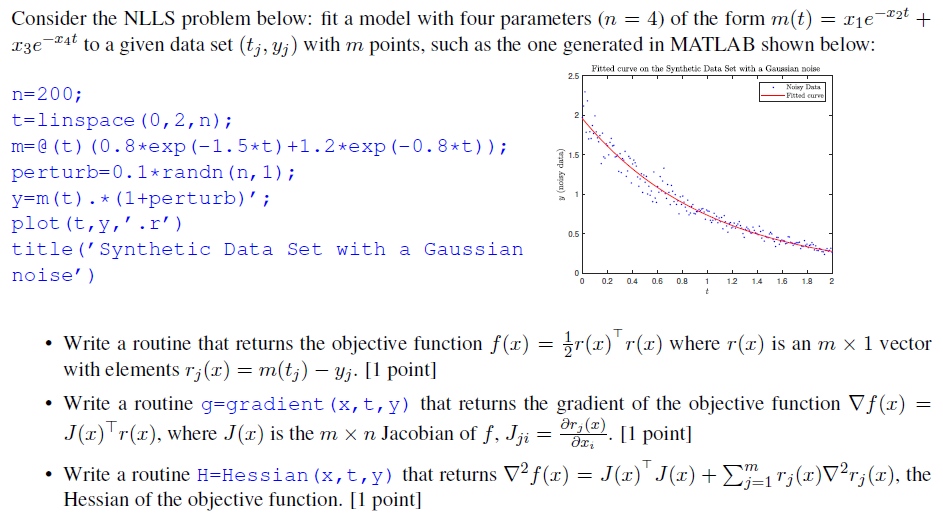 Solved = = Consider the NLLS problem below: fit a model with | Chegg.com