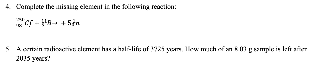 Solved 4. Complete the missing element in the following | Chegg.com
