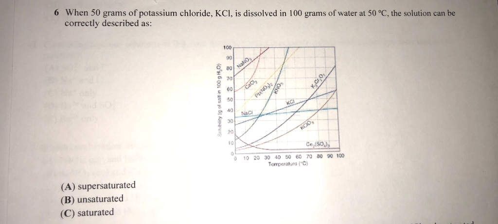 Solved 6 When 50 grams of potassium chloride, KCl, is | Chegg.com