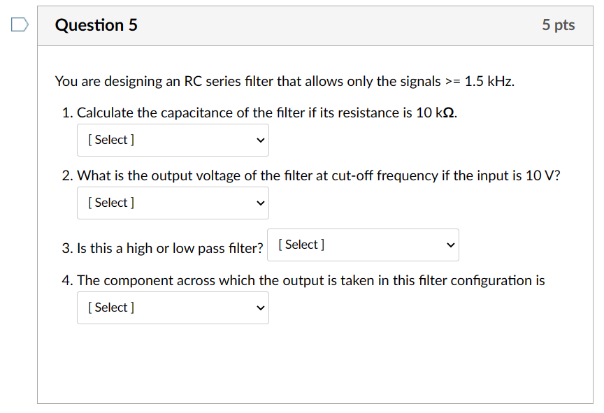 Solved You are designing an RC series filter that allows | Chegg.com