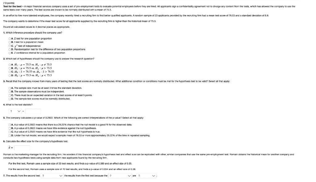 Solved (10 points) same tects owar mary years. The tect | Chegg.com