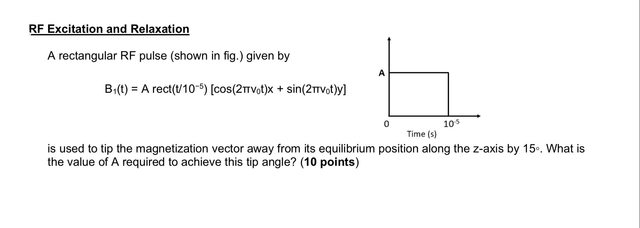Solved RF Excitation and Relaxation A rectangular RF pulse | Chegg.com