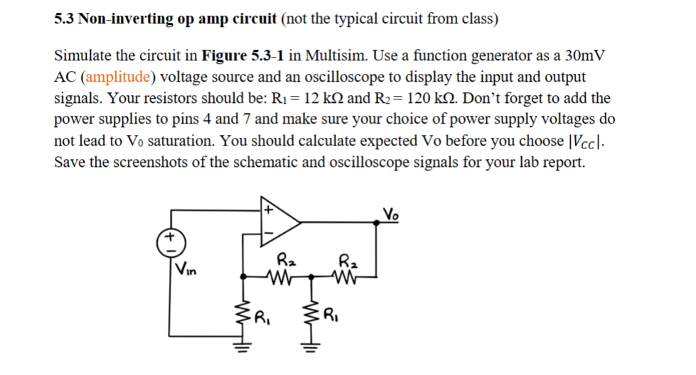 Solved 5.3 Non-inverting op amp circuit (not the typical | Chegg.com