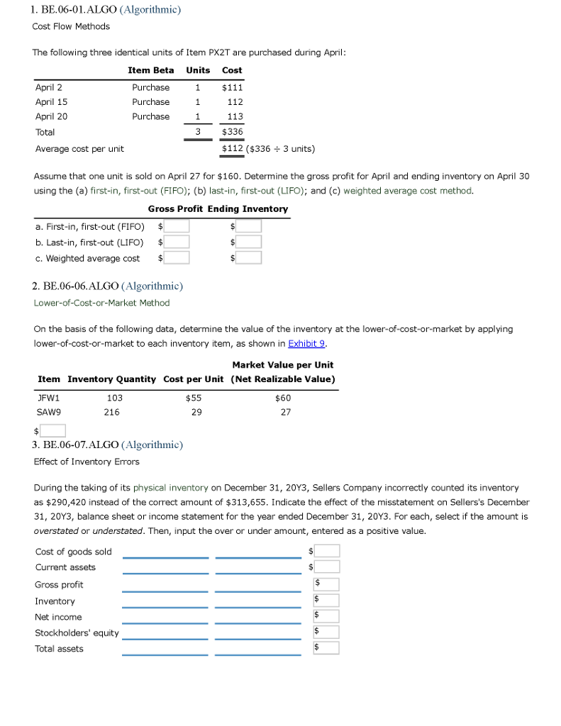 Solved 1 Be06 01algo Algorithmic Cost Flow Methods The