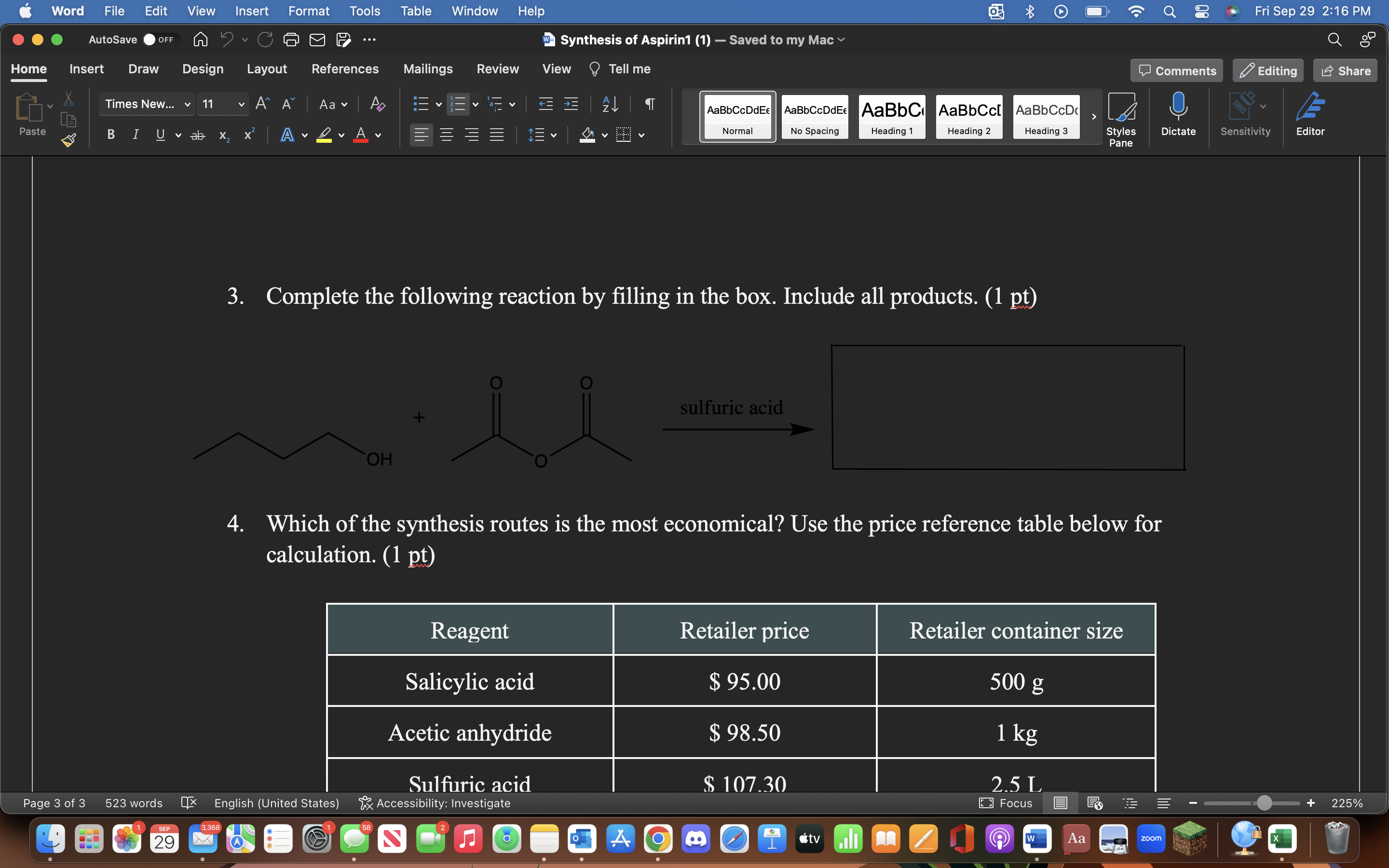Solved 3. Complete the following reaction by filling in the | Chegg.com