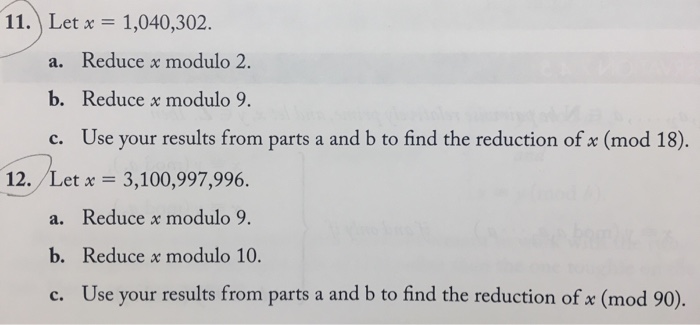 Solved Let x = 1, 040, 302. a. Reduce x modulo 2. b. | Chegg.com