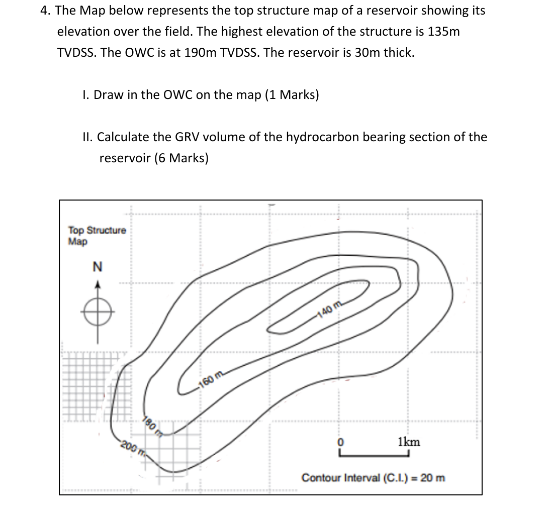 Solved The Map below represents the top structure map of a | Chegg.com