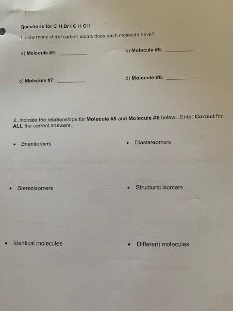 Solved C. Formula CH Br CI CHCII 1. There are four different | Chegg.com