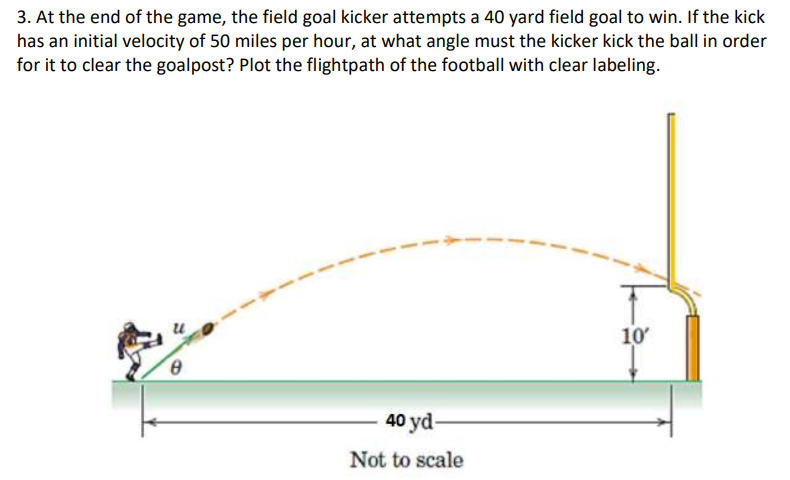 Solved 3. At the end of the game, the field goal kicker | Chegg.com