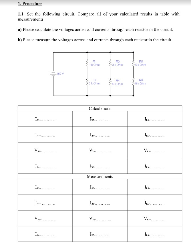 1.1. Set the following circuit. Compare all of your | Chegg.com