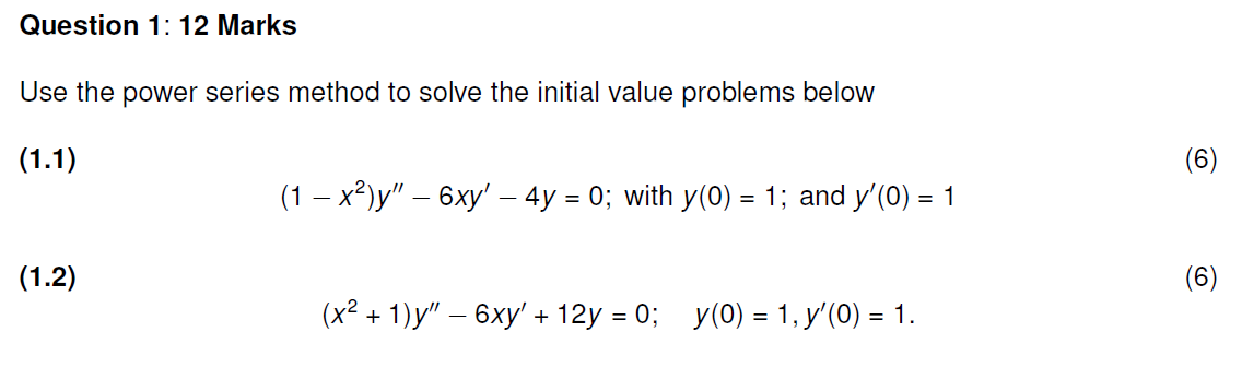 Solved Use the power series method to solve the initial | Chegg.com