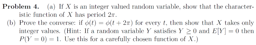 Solved Problem 4 A If X Is An Integer Valued Random 3238