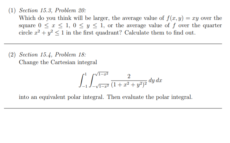 Solved (1) Section 15.3, Problem 20: Which do you think will | Chegg.com