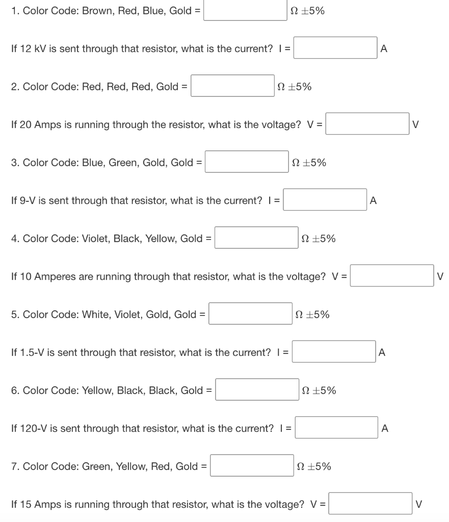 Solved Directions: Decipher the resistor color code | Chegg.com