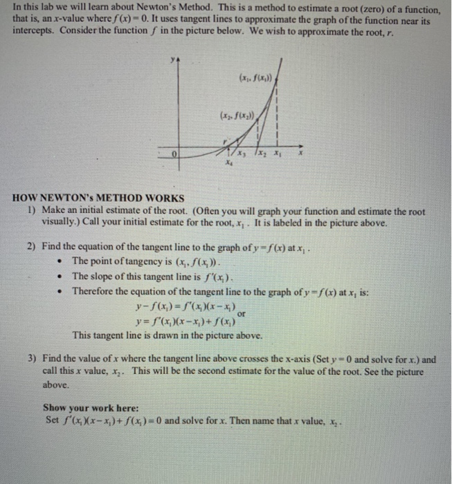 Solved In this lab we will learn about Newton's Method. This | Chegg.com