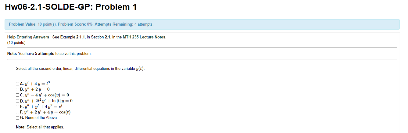 Solved Hw06-2.1-SOLDE-GP: Problem 1 Problem Value: 10 | Chegg.com