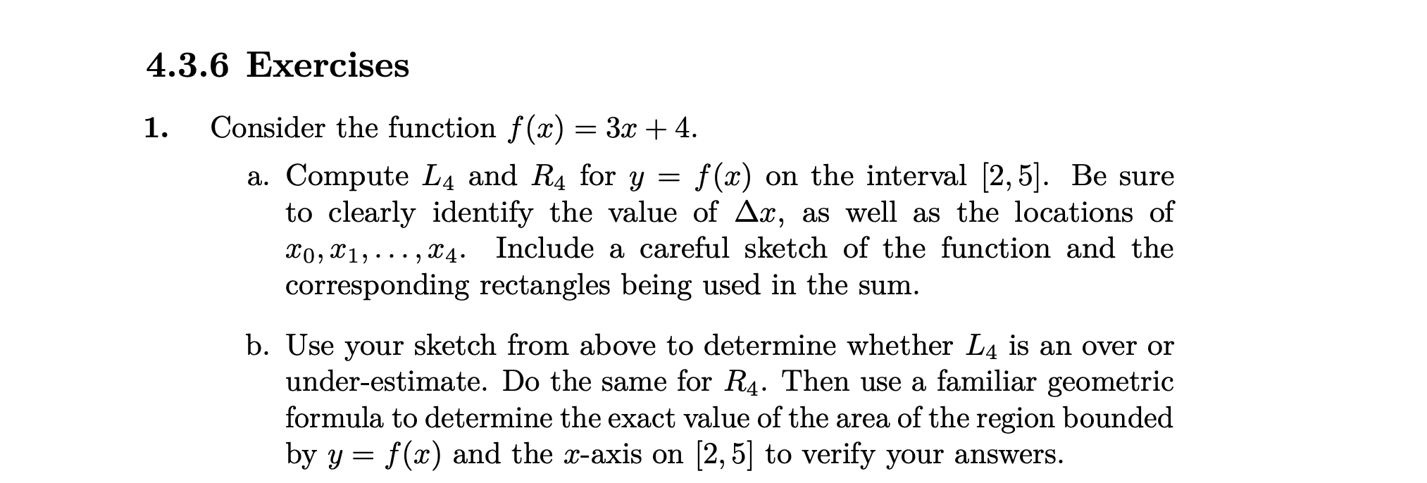 Solved 4.3.6 Exercises 1. Consider the function f(x)=3x+4. | Chegg.com