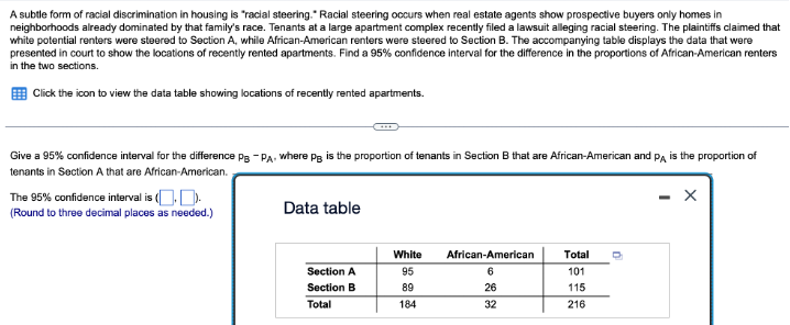 Solved A subtle form of racial discrimination in housing is | Chegg.com