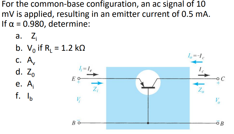 Solved For the common-base configuration, an ac signal of 10 | Chegg.com