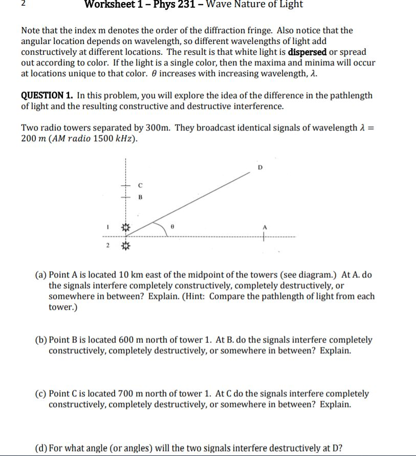 Constructive And Destructive Interference Worksheet