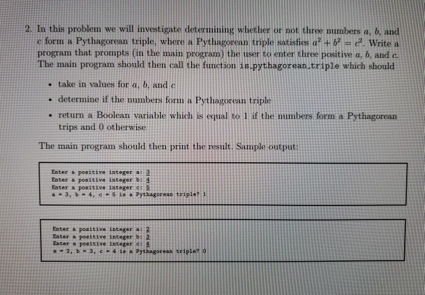 Solved 2 In this problem c form a Pythagorean triple, where | Chegg.com