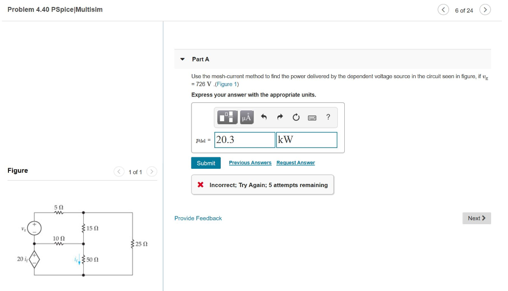 Solved Problem 4.40 PSpice Multisim ® 60f 24 > Part A Use | Chegg.com