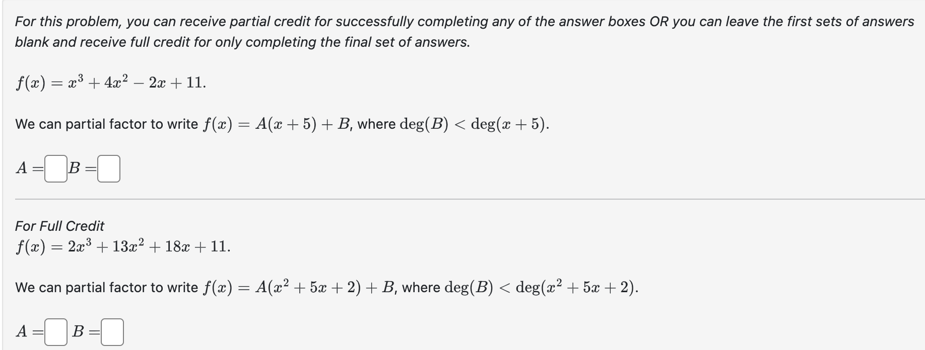 Solved For this problem, you can receive partial credit for | Chegg.com