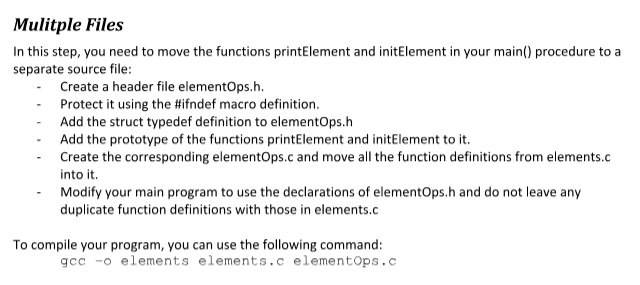 Solved C PROGRAMMING ONLY!!! Mulitple Files In this step, | Chegg.com