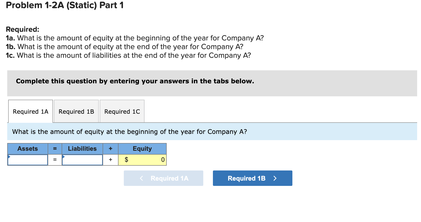 Solved ! Required information Problem 1-2A (Static) | Chegg.com