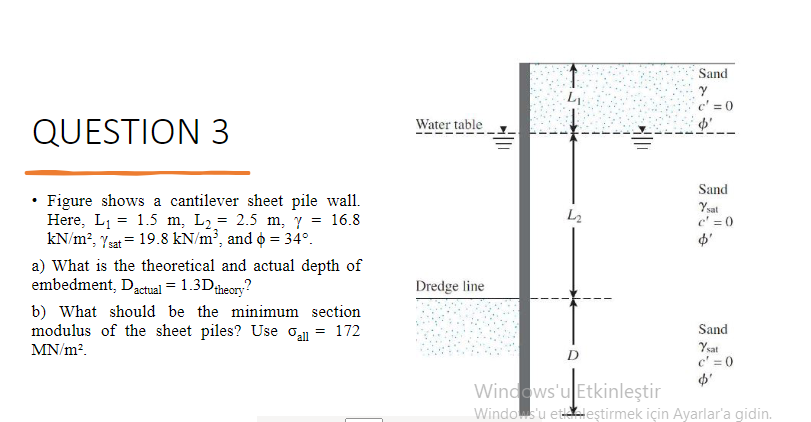 Solved - Figure shows a cantilever sheet pile wall. Here, | Chegg.com Solved - Figure shows a cantilever sheet pile wall. Here, | Chegg.com
