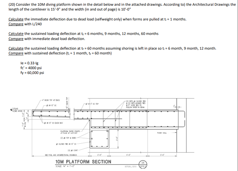 Solved (20) Consider the 10M diving platform shown in the | Chegg.com