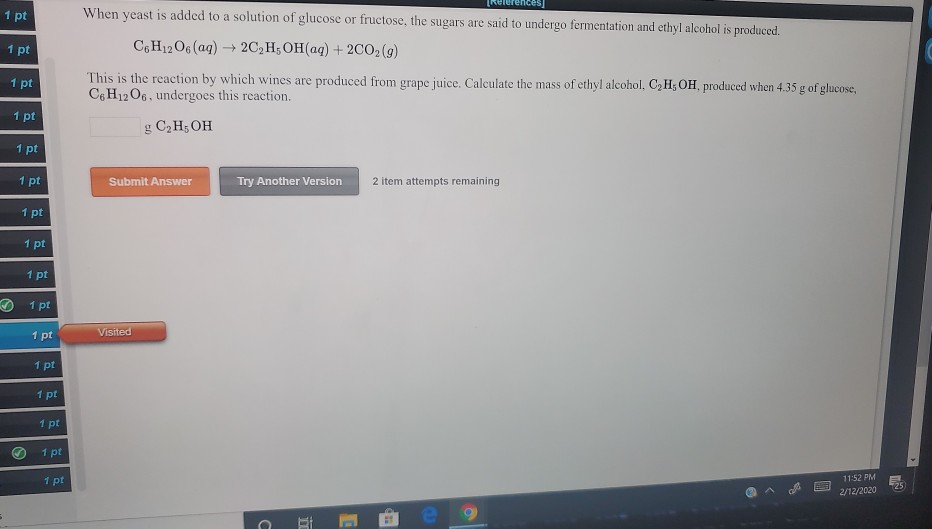 Solved [References) CHEMWORK Consider the following | Chegg.com