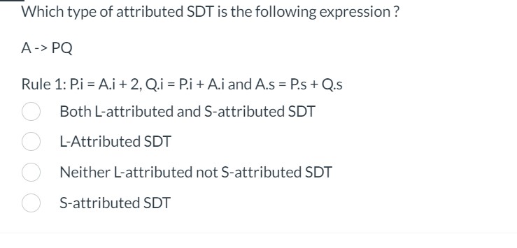 Solved Which type of attributed SDT is the following | Chegg.com