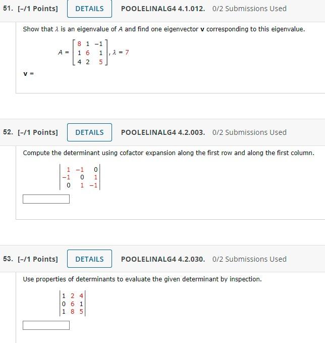 Solved 51. [-/1 Points] DETAILS POOLELINALG4 4.1.012. 0/2 | Chegg.com