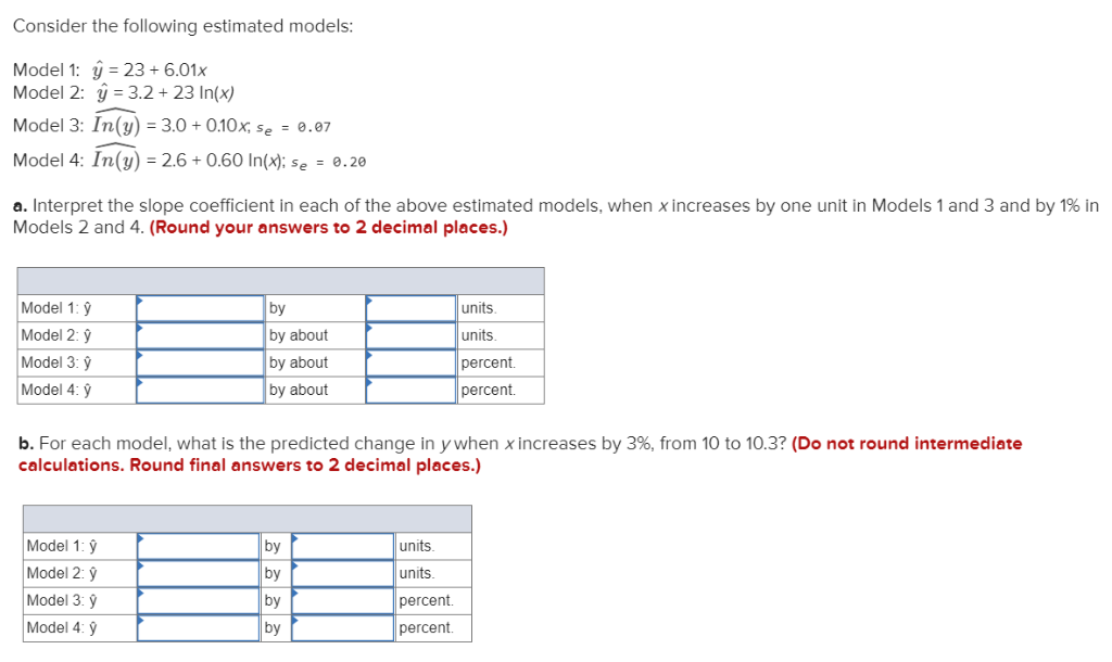 Solved Consider the following estimated models Model 1: | Chegg.com
