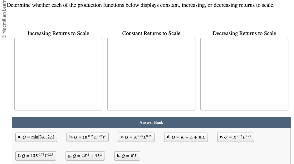 Solved Increasing Returns to ScaleDecreasing Returns to | Chegg.com