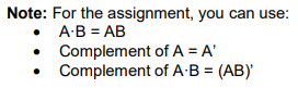 Solved Note: For the assignment, you can use: A B = AB | Chegg.com