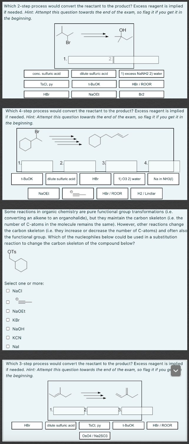 Solved Which 2-step process would convert the reactant to | Chegg.com