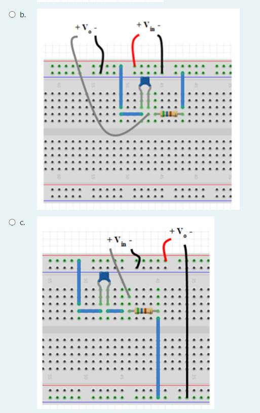 Solved b. c. Which breadboard setup shows the correct | Chegg.com