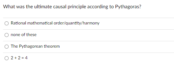 What was the ultimate causal principle according to | Chegg.com