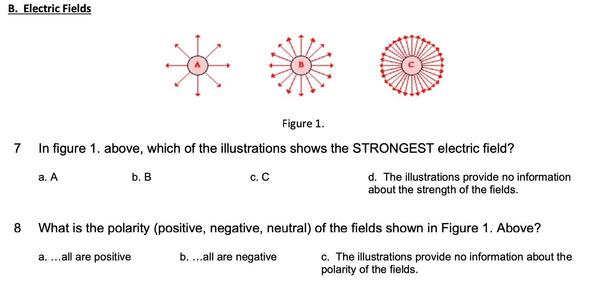 Solved B. Electric Fields Figure 1. 7 In figure 1. above, | Chegg.com