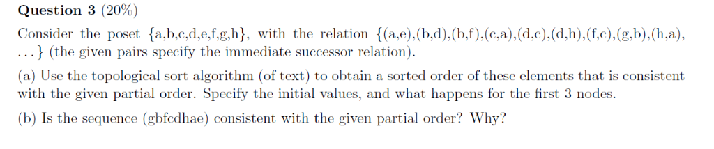 Solved Question 3 (20%) Consider the poset | Chegg.com