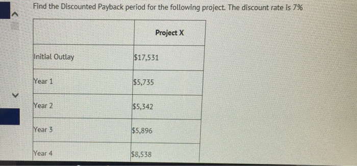 Solved Find the Discounted Payback period for the following | Chegg.com